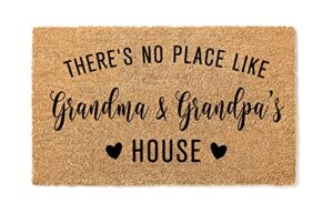 customizable - there's no place like grandma and grandpa's house doormat - premium quality, thick & made in the usa