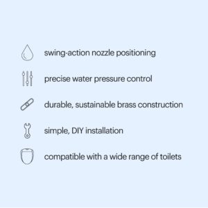 Brondell SMB-15 Side Mounted Manual Bidet Attachment for Toilet Seats with Adjustable Sprayer and Water Pressure, Thin Profile, Chrome