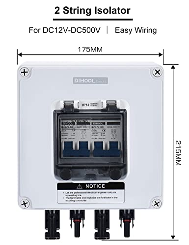 DIHOOL Miniature Circuit Breaker Box with 30 amp Disconnect Switch IP66 2 in 2 Out