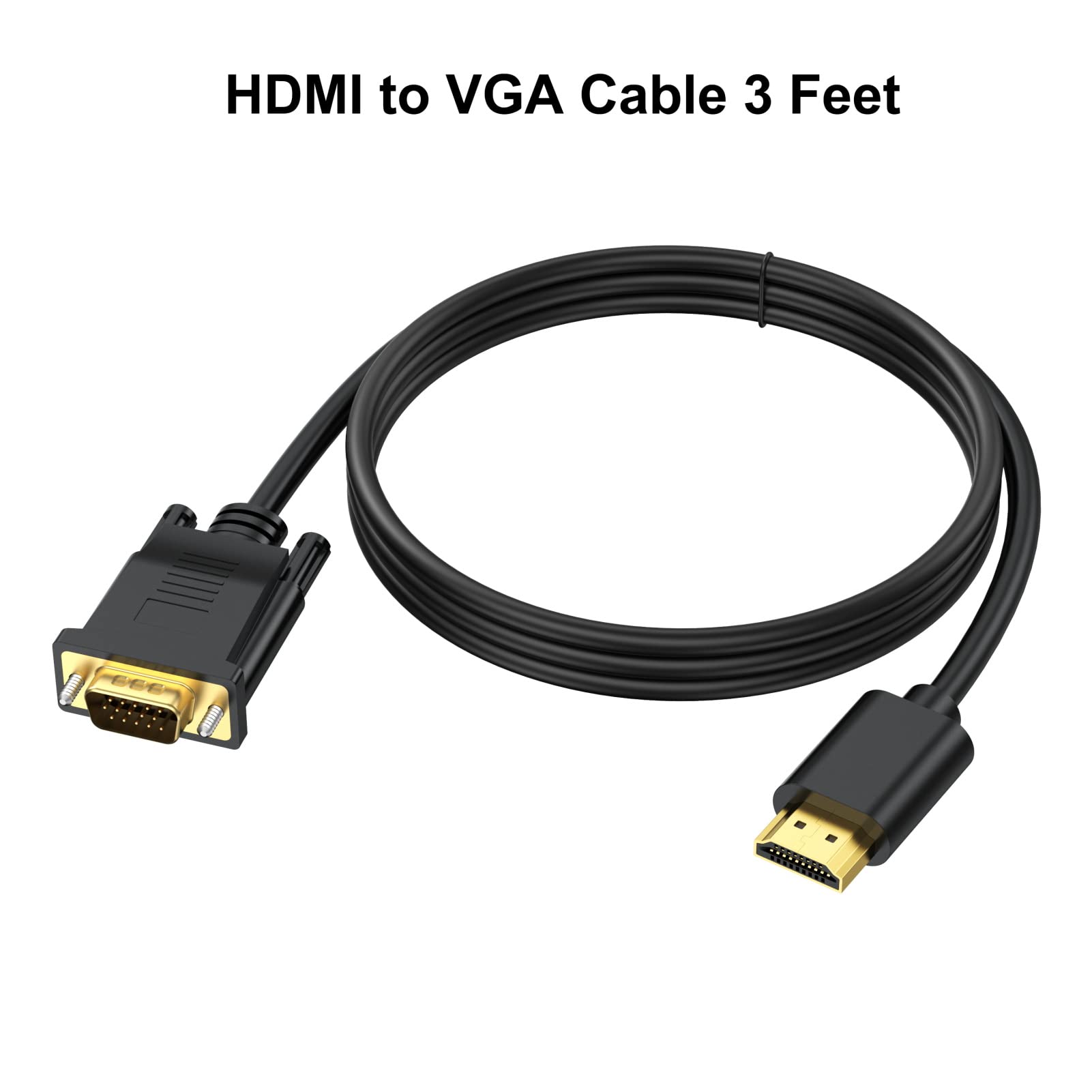 URELEGAN HDMI to VGA Cable 3.3 Feet, HDMI to VGA Cord (Male to Male) 1080P HD Video Cables Compatible for Computer, Desktop, Laptop, PC, Monitor, Projector, HDTV and More (NOT Bidirectional)