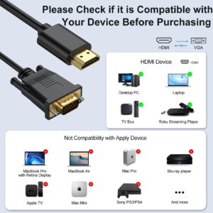 URELEGAN HDMI to VGA Cable 3.3 Feet, HDMI to VGA Cord (Male to Male) 1080P HD Video Cables Compatible for Computer, Desktop, Laptop, PC, Monitor, Projector, HDTV and More (NOT Bidirectional)