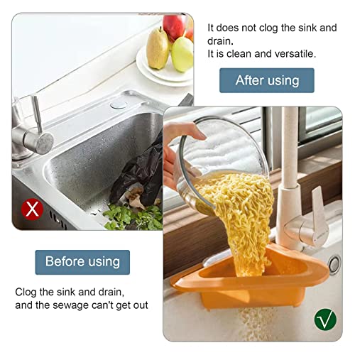 2 Pack Stretchable Kitchen Sink Drain Basket,Extending Kitchen Sink Strainer Basket for Faucet, Swan Triangle Sink Drain Basket for Kitchen Sink