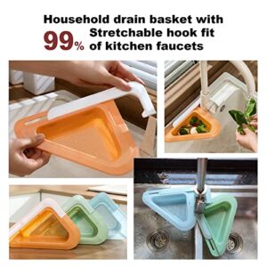 2 Pack Stretchable Kitchen Sink Drain Basket,Extending Kitchen Sink Strainer Basket for Faucet, Swan Triangle Sink Drain Basket for Kitchen Sink