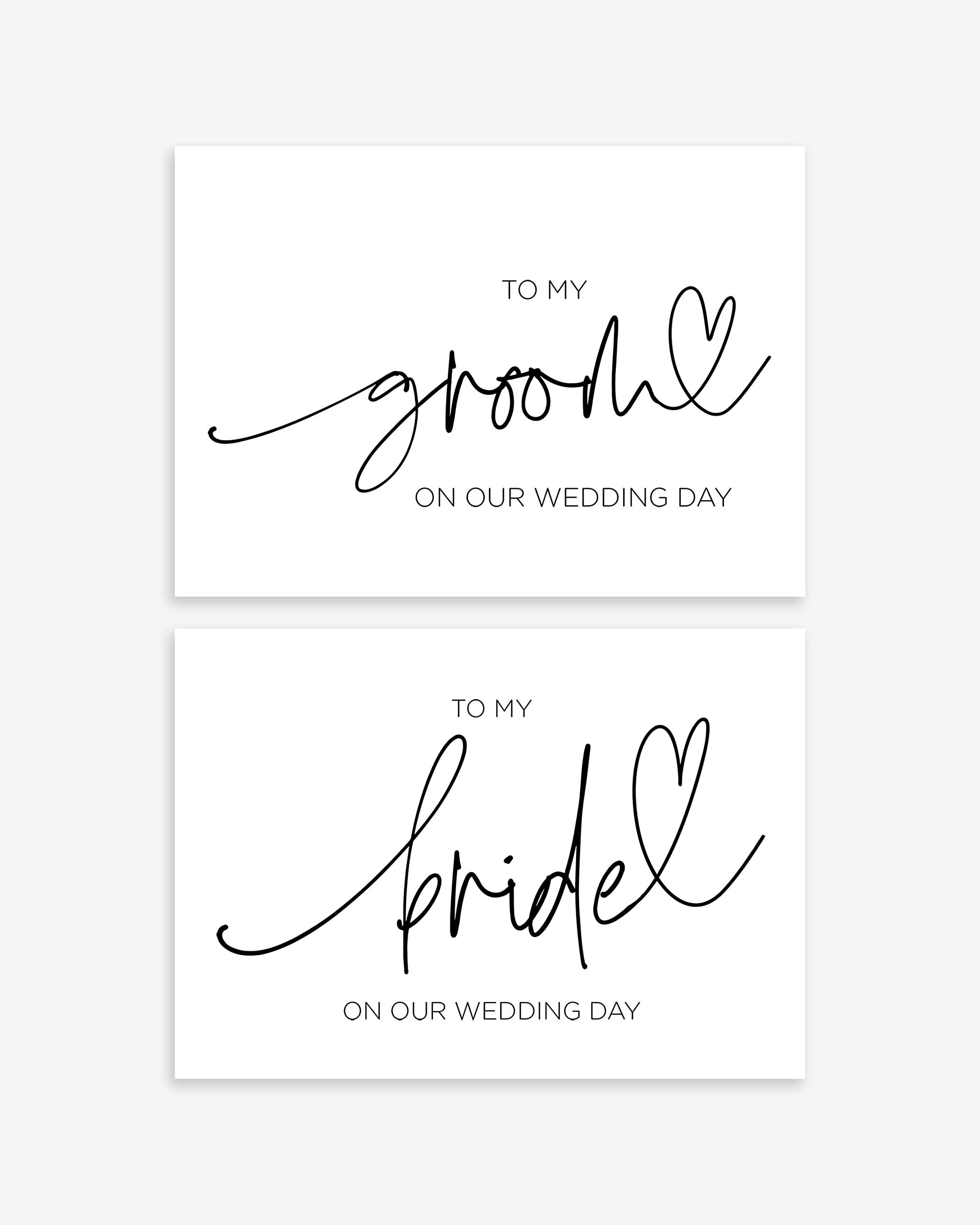 Simple To My Bride and To My Groom On Our Wedding Day Card Set For Husband and Wife