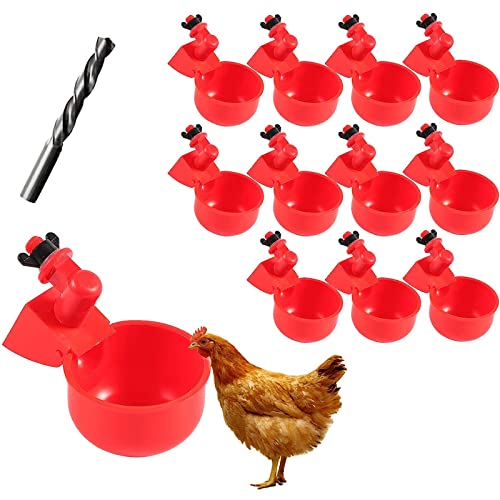 Chicken Water Cup Waterer for Poultry, 3/8 in Automatic Filling Waterer Poultry Drinking Bowl Chicken Water Feeder, Chicken Watering Cup for Duck Turkey Rabbit Geese Automatic Farm (6)