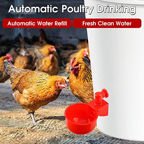 Chicken Water Cup Waterer for Poultry, 3/8 in Automatic Filling Waterer Poultry Drinking Bowl Chicken Water Feeder, Chicken Watering Cup for Duck Turkey Rabbit Geese Automatic Farm (6)