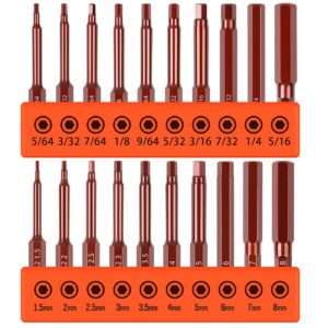 allen wrench drill bits, horusdy 20-piece s2 steel hex bit set, metric & sae magnetic hex bit set, 2.3" long with bit holder