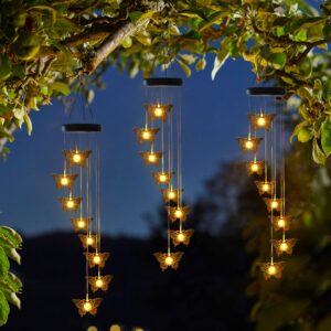 Solar Butterfly Wind Chimes Outdoor Hanging - Solar Butterfly Lights Waterproof Warm LED Garden Patio Yard Butterfly Decor Gifts for Woman Wife Mother