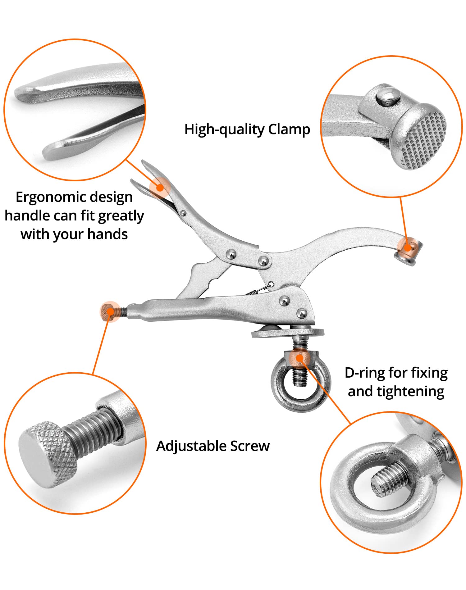 QWORK 9inch Drill Press Locking Clamp, 2 Pack, Fix Clamp, Strong Gripping Clip