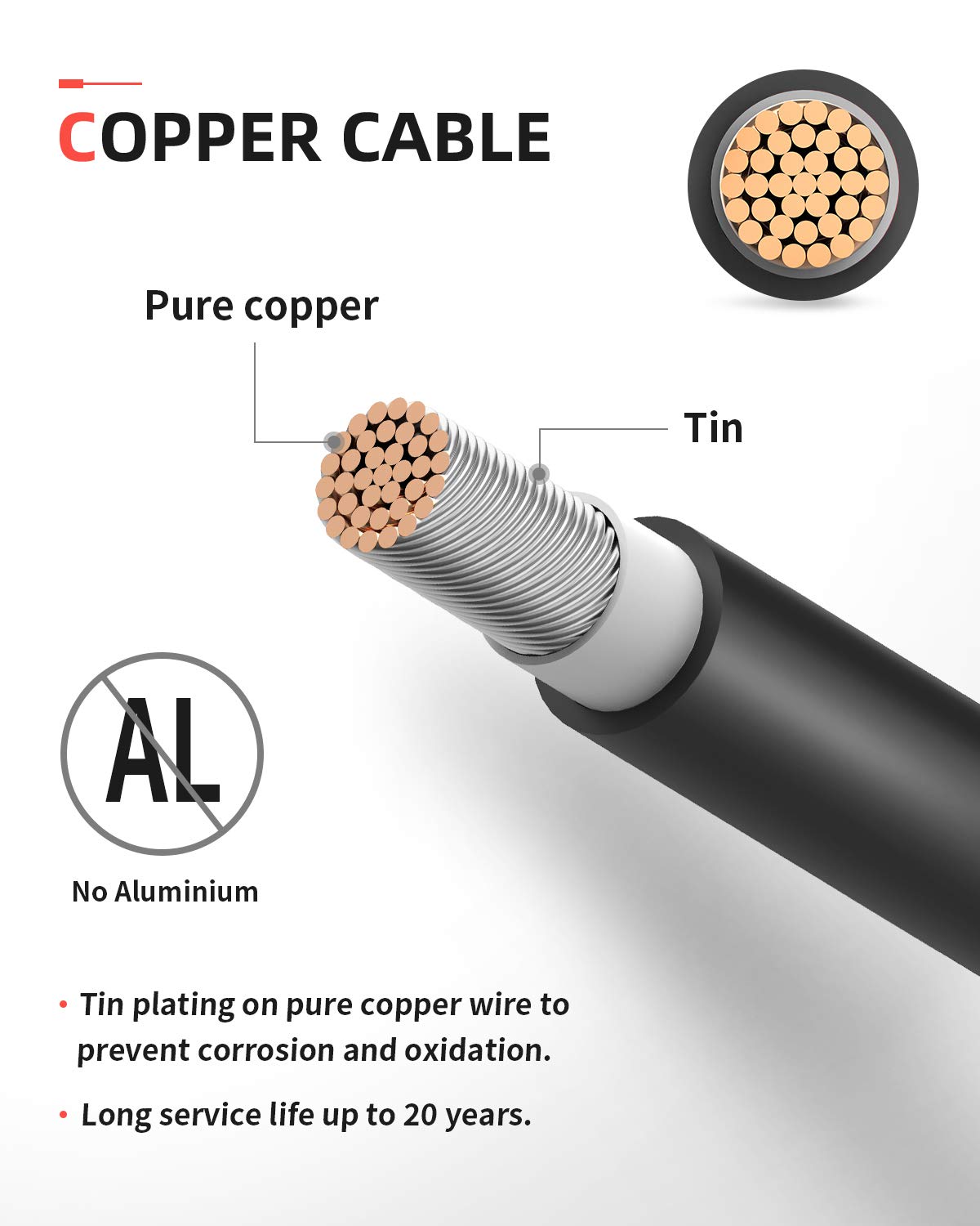 BougeRV 10Ft 10AWG Solar Extension Cable and 1 Pair of Solar Y Branch Parallel Connectors, Included Extra Free Pair of Connectors, 10Ft Solar Extension Cable Connector Kit Made of Pure Copper