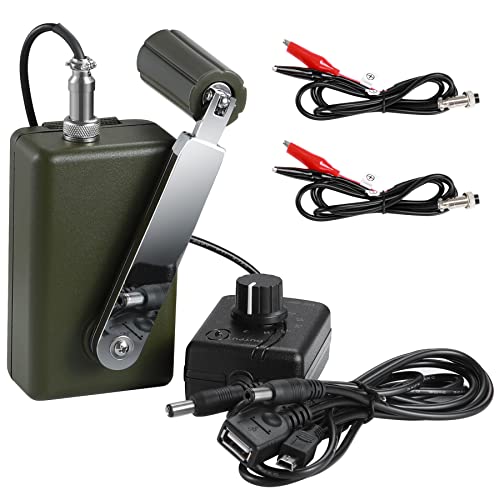 Hand Crank Generator 30W 0-28V Portable Hand Crank DC Charger with USB Plug Multifunction Manual Crank Generator for Outdoor Mobile Phone Computer Charging