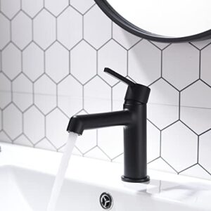 Fapully Modern Bathroom Sink Faucet Single Hole Single Handle, Bathroom Vanity Faucet, Bathroom Vessel Faucet, Matte Black