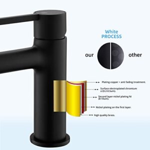 Fapully Modern Bathroom Sink Faucet Single Hole Single Handle, Bathroom Vanity Faucet, Bathroom Vessel Faucet, Matte Black