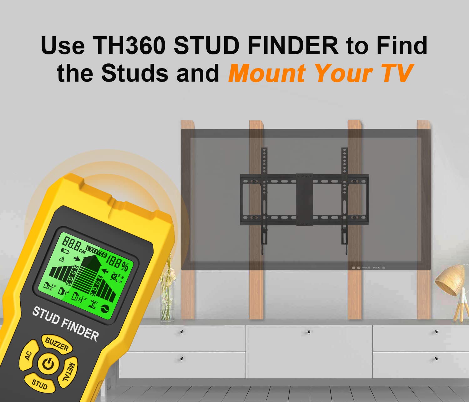 DIY-JEK Stud Finder Wall Scanner, Upgraded 6 in 1 Electronic Stud Detector Sensor with LCD Display & Audio Alarm for Wood Metal AC Live Wire Detection, Joist Pipe, Copper Tube Tester