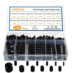 158 pcs round rubber end caps, vinyl tube bolt cap, screw bolt screw rubber thread protector caps cover