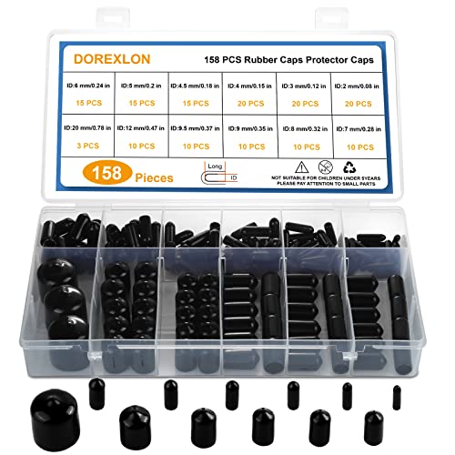 158 PCS Round Rubber End Caps, Vinyl Tube Bolt Cap, Screw Bolt Screw Rubber Thread Protector Caps Cover