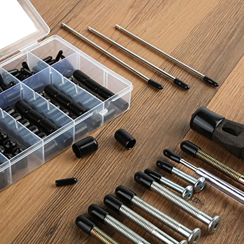 158 PCS Round Rubber End Caps, Vinyl Tube Bolt Cap, Screw Bolt Screw Rubber Thread Protector Caps Cover