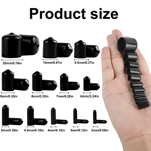 158 PCS Round Rubber End Caps, Vinyl Tube Bolt Cap, Screw Bolt Screw Rubber Thread Protector Caps Cover