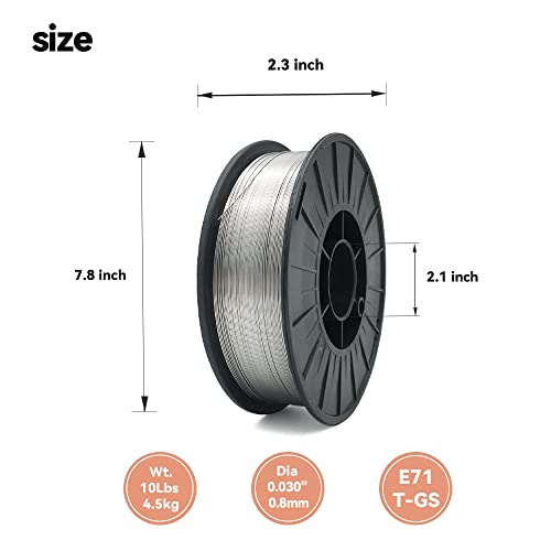 Fox Alloy E71T-GS 0.030'' 10LB Flux Core Gasless Mig Wire Spool Welding Wire Mild Steel Filler Meta (0.030'')