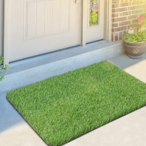 olanto artificial grass door mat, turf grass front door mats outdoor/indoor, realistic fake grass rug for entrance, dog, patio, camper, home decor, 24" x 36"