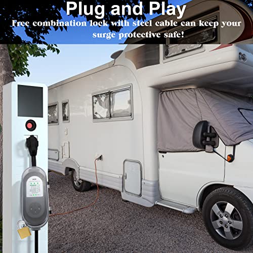 RV Surge Protector 50 Amp Portable RV Smart Surge Protector with ETL/ Waterproof Cover guard full protection for Rv/ Camper accessories/ Travel trailers Monitor with Surge Protection(4200 Joules)