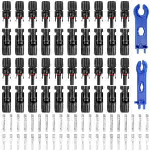 precihw 50pcs solar connector, 25 pairs solar panel connectors, multi-contact 4 connectors, ip67 1000v 30a waterproof male/female solar panel cable connectors for 2.5/4/6mm² with 2 pack wrenches