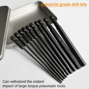 100mm Extended Allen Wrench Drill Bit Set, PTSLKHN 10pc Metric Hex Impact Driver Bits, Magnetic Hex Drill Bits Set