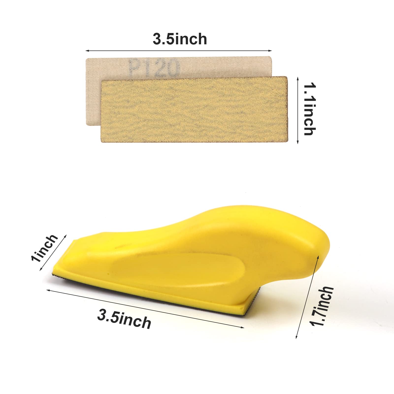 70 Sheets Micro Detail Sander Paper Kit,3.5”x 1”Hand Sanding Block for Small Projects Wet Dry Hook & Loop Alumina 80 to 600 Grit Sandpaper for Wood Crafts,Tight Narrow Spaces Metal Finishing