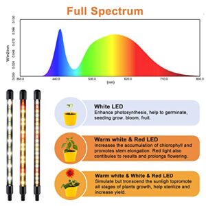 SDOVUERC Grow Lights for Indoor Plants, Full Spectrum LED Plant Lamps with Clips and 3m Cables for Seeding Growing(2 Pack)