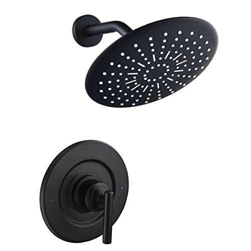 Pressure-Balancing Tub and Shower Trim for Moen, 8-inch Rainshower Showerheads with Adjustable Brass Ball Joint, Matte Black