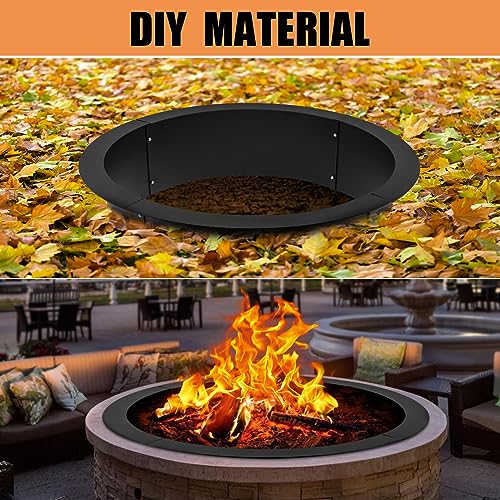 Migoda Fire Pit Ring 45-Inch Outer/39-Inch Inner Diameter, Fire Ring Insert DIY Campfire Liner Heavy Duty Steel Fire Pit Liner for Camping Outdoors, Backyard Garden Wood Burning