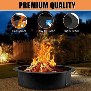 Migoda Fire Pit Ring 45-Inch Outer/39-Inch Inner Diameter, Fire Ring Insert DIY Campfire Liner Heavy Duty Steel Fire Pit Liner for Camping Outdoors, Backyard Garden Wood Burning