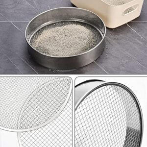 Soil Sieve Stainless Steel Riddle Sieve Set Garden Potting Sieve, 12" Diameter, with 5 Interchangeable Filter Mesh Sizes 3,6,9,10,12mm and Shovel