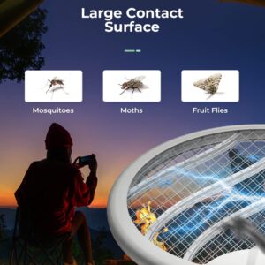 YISSVIC Electric Fly Swatter 4000V Bug Zapper Fly Racket Dual Modes Foldable USB Rechargeable with Bright LED Lights R6 (ABS)