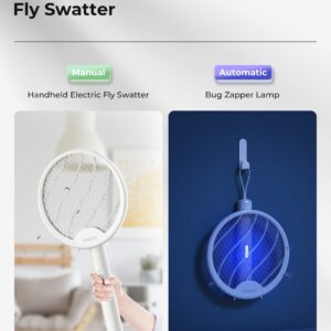 YISSVIC Electric Fly Swatter 4000V Bug Zapper Fly Racket Dual Modes Foldable USB Rechargeable with Bright LED Lights R6 (ABS)