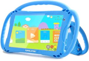 topelotek kids tablet 7 inch toddler tablet for kids wifi android 10.0 32gb kids tablets kids learning educational app pre-installed youtube netflix parental control kid-proof case (blue)