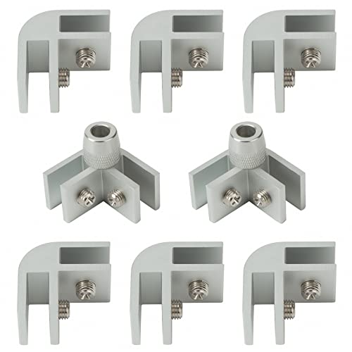 hotwolf 8Pcs DIY Wind Flame Guard Corner Glass Connector Kit, for Thickness 5/16 Inch Glass,Silver Fire Pit Wind Guard Corner Hardware,for Rectangle Square Glass Wind Guard