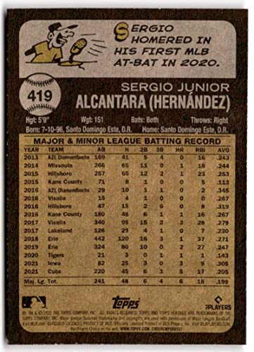 2022 Topps Heritage #419 Sergio Alcantara Chicago Cubs (SP - Short Print) NM-MT MLB Baseball High Number Short Print