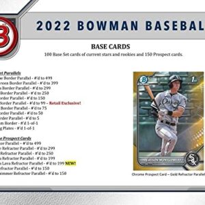 2022 Bowman Baseball Series Unopened Blaster Box Made By Topps Possible Prospects, Retail Exclusive Inserts and Autographs