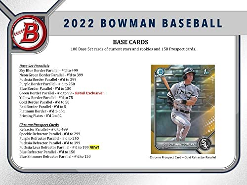 2022 Bowman Baseball Series Unopened Blaster Box Made By Topps Possible Prospects, Retail Exclusive Inserts and Autographs