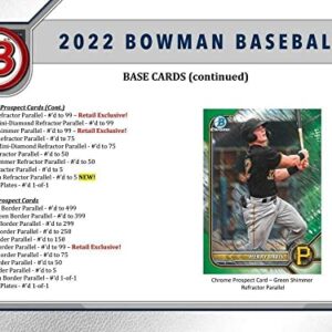 2022 Bowman Baseball Series Unopened Blaster Box Made By Topps Possible Prospects, Retail Exclusive Inserts and Autographs