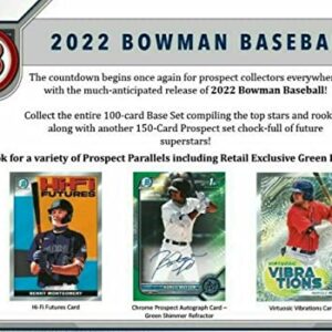 2022 Bowman Baseball Series Unopened Blaster Box Made By Topps Possible Prospects, Retail Exclusive Inserts and Autographs