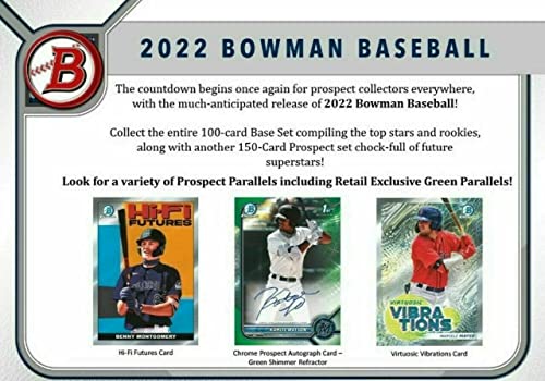 2022 Bowman Baseball Series Unopened Blaster Box Made By Topps Possible Prospects, Retail Exclusive Inserts and Autographs