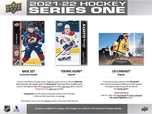 2021 2022 Upper Deck Hockey Series One Factory Sealed Unopened Retail Box of 24 Packs with 192 Cards Total and Chance for Game Used Jerseys, Rookie Cards and More