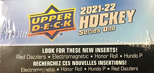 2021 2022 Upper Deck Hockey Series One Factory Sealed Unopened Retail Box of 24 Packs with 192 Cards Total and Chance for Game Used Jerseys, Rookie Cards and More