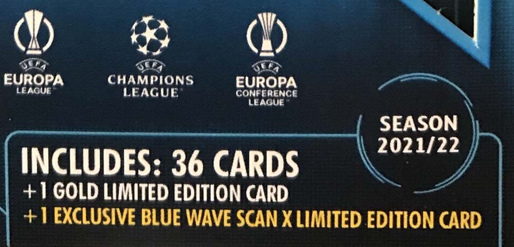 2021 2022 Topps Match Attax EXTRA Edition BLUE WAVE version Champions League UEFA Soccer Mini Tin with a Jack Grealish Limited Edition Blue Wave Scan X Card