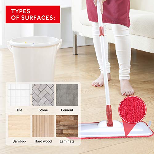 Mops for Floor Cleaning Wet Spray Mop with a Refillable Spray Bottle and 5 Washable Microfiber Pads Home or Commercial Use Dry Wet Flat Mop for Hardwood Laminate Wood Ceramic