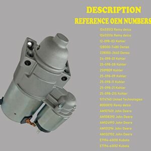 WZruibo Starter Replacement for 1994-2015 Kohler HP 15-27 John Deere Toro Cub Cadet Scotts Thomas Grasshopper 2509808, 2509809, 2509811, SDR0291, 41012182, 41012182R, 41012414，25-098-08