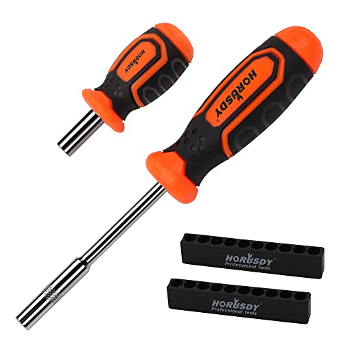 HORUSDY 2-Piece 1/4" Bit Driver Magnetic Screwdriver Bit Holder, 190mm and 90mm Long, Screwdriver Handle for Magnet Tip