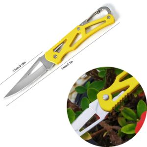 6 Pack Stainless Steel Folding Knife (2Yellow 2Purple 2Green) With Key Ring, Outdoor Survival Pocket Knife